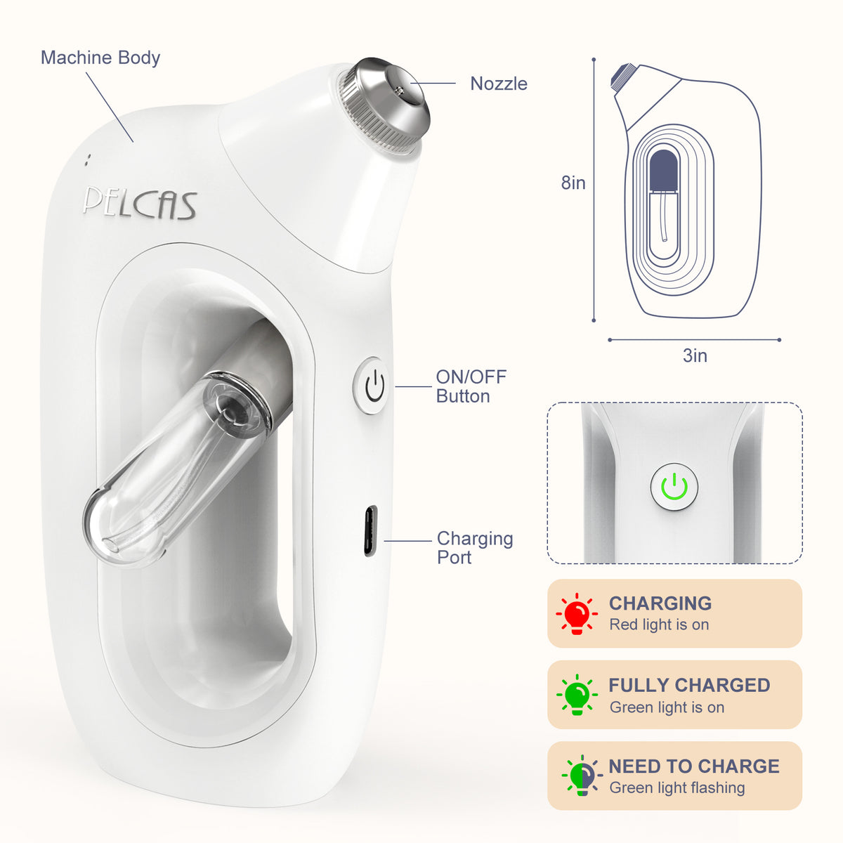 PELCAS Cordless Facial Mister with 65Kpa Oxygen Airbrush Machine for S ...