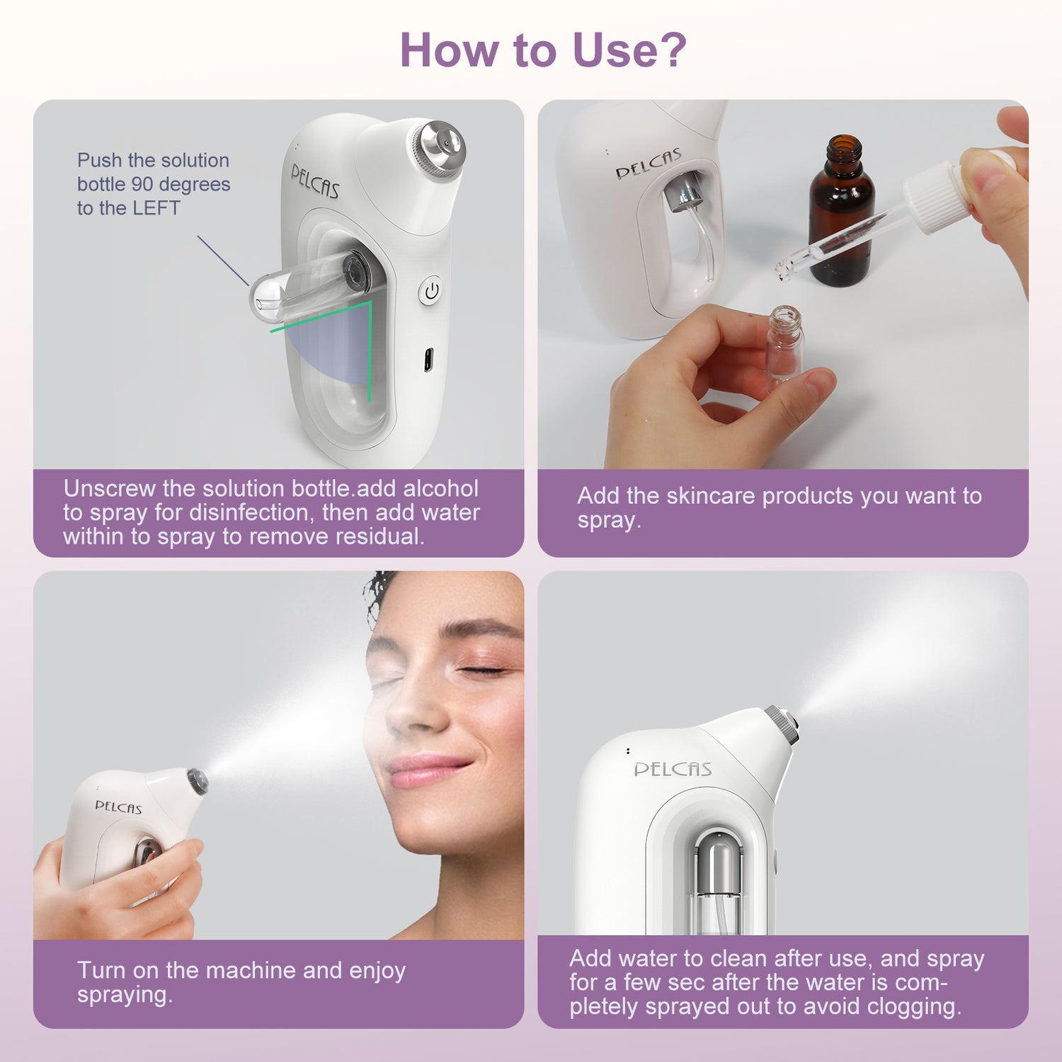 PELCAS Cordless Facial Mister with 65Kpa Oxygen Airbrush Machine for S ...