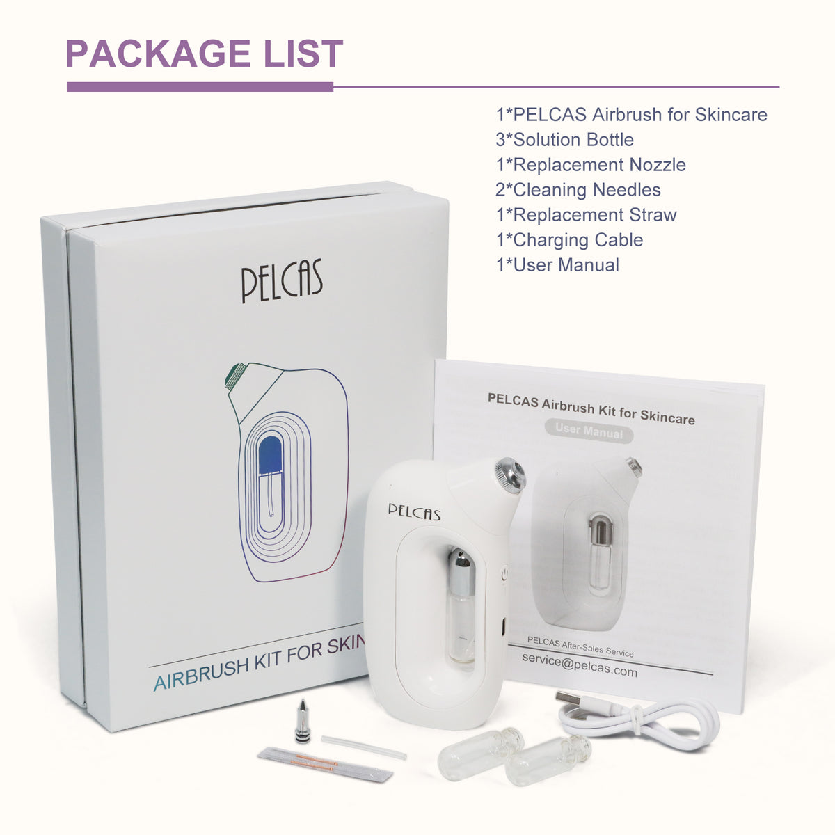 PELCAS Cordless Facial Mister with 65Kpa Oxygen Airbrush Machine for S ...
