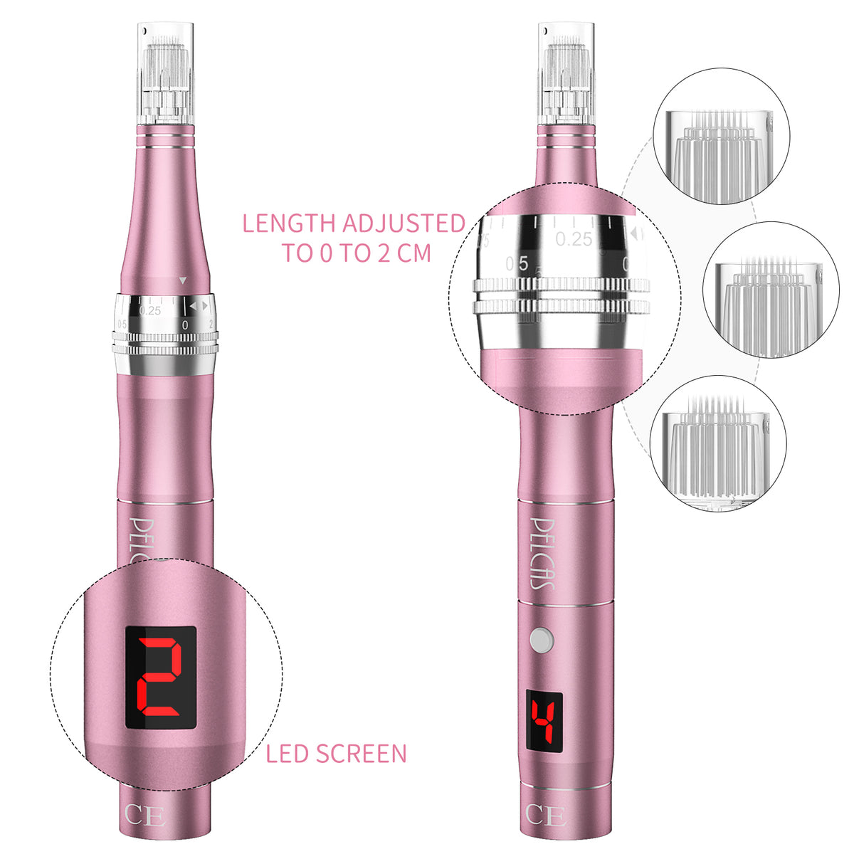 PELCAS Cordless Electric Microneedling Pen with LED Display Screen Adj ...